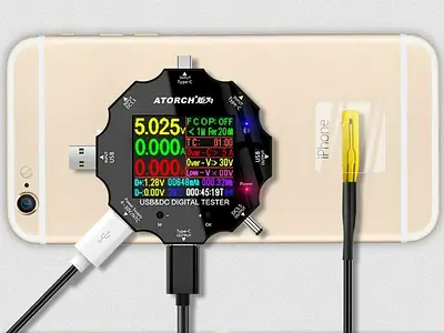 USB тестер J-7C Atorch для проверки тока напряжения емкости Type-C ...