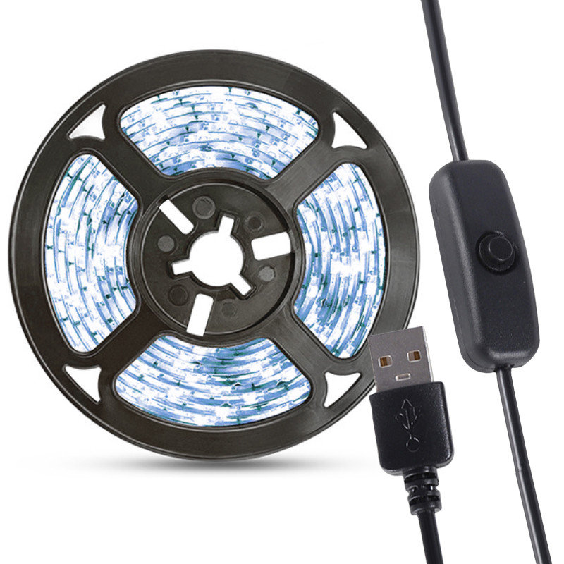 Світлодіодна стрічка 3м USB з вимикачем (холодний білий) (ID#1783839892 ...