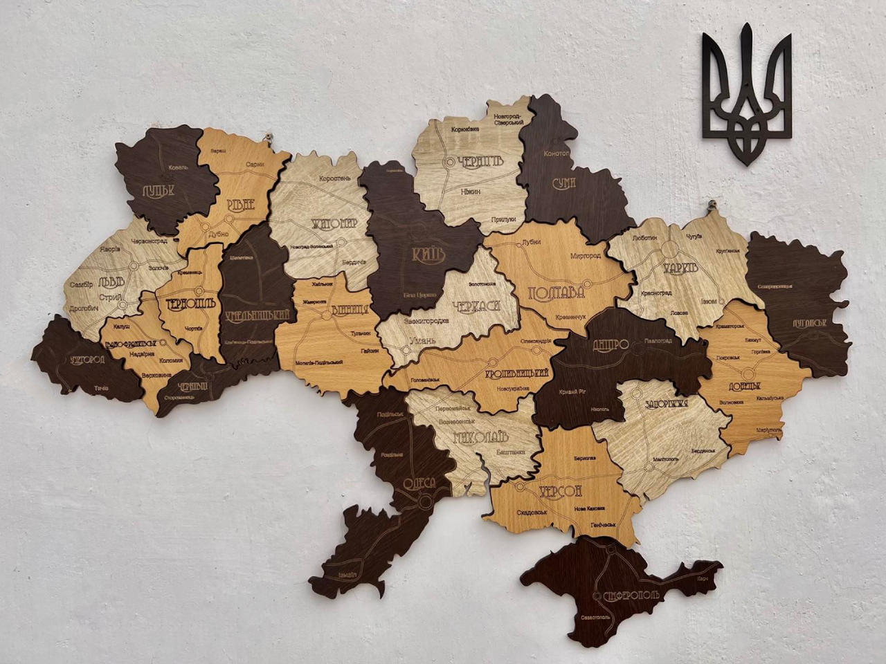 Деревяна Карта України Багатошарова 3d Настінна Декоративна