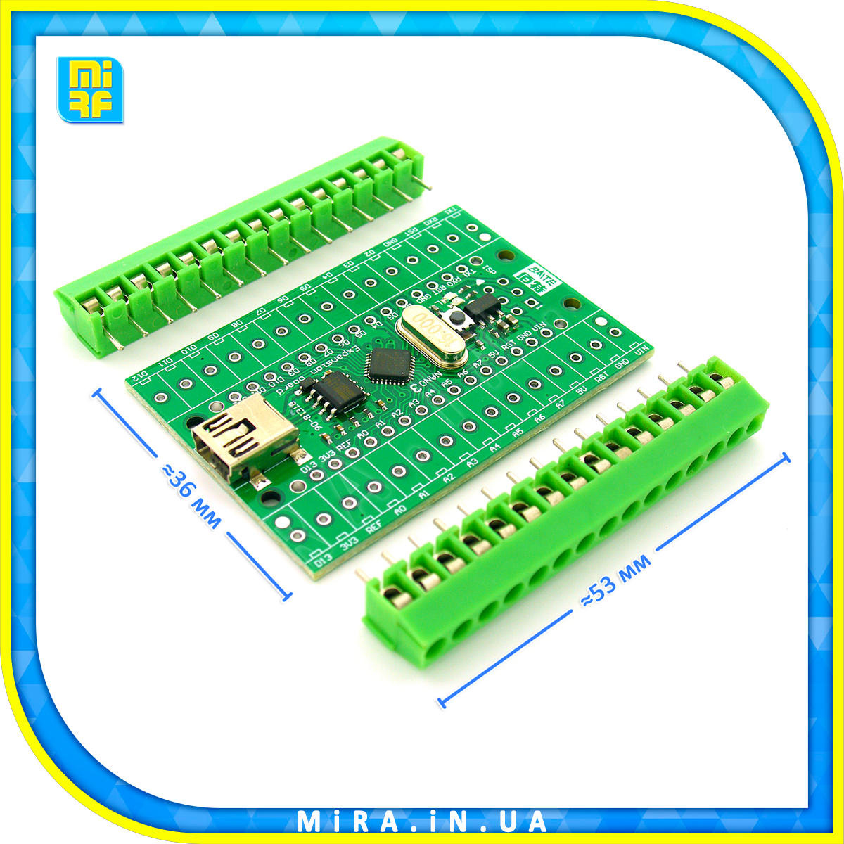 Микроконтроллер Arduino Nano 3 0 Atmega168pa Mini Usb с клемником