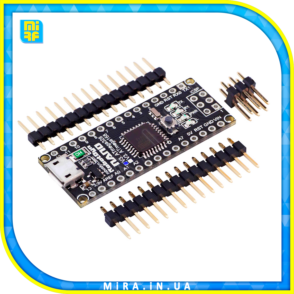 Мікроконтролер Arduino Nano 3.0 ATMega328 microUSB ніжки не розпаяні ...