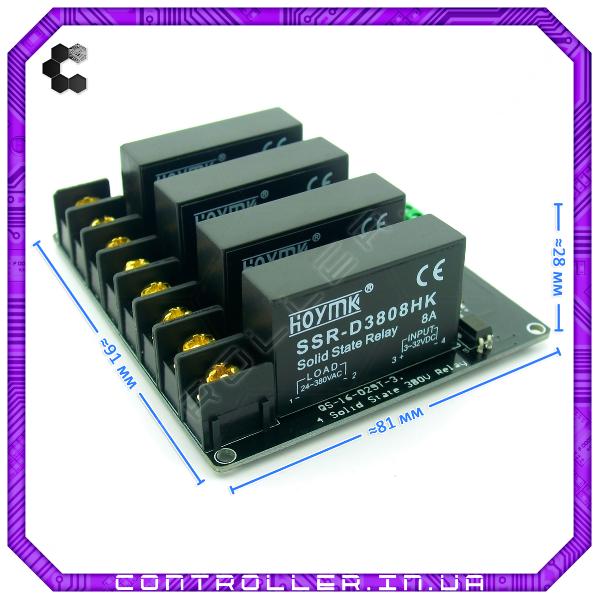 Купити Модуль чотириканальний твердотільний реле SSR-D3808HK, тригер ...