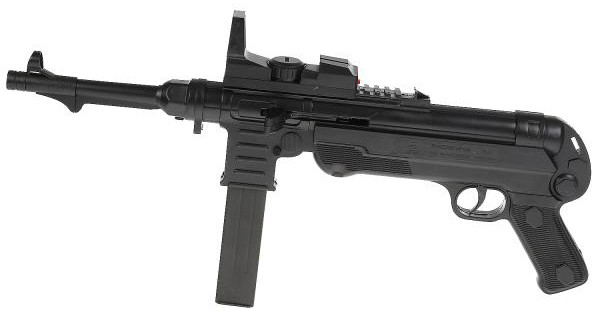 Детский пистолет пулемет Шмайсер MP 40 на пульках и с лазерным прицелом, игрушечный автомат P40A ...