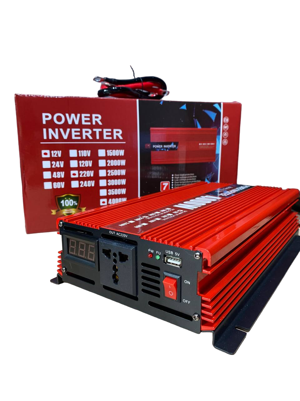 Інвертор напруги MASTER-4000, AC/DC 12/220V, 1унив.раз.,клемм.+ крок ...