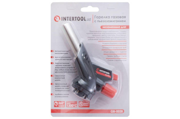 Купити Пальник газовий із п'єзопідпалом Intertool 150 мм, ціна 301 грн - Prom.ua (ID# 1786270008)
