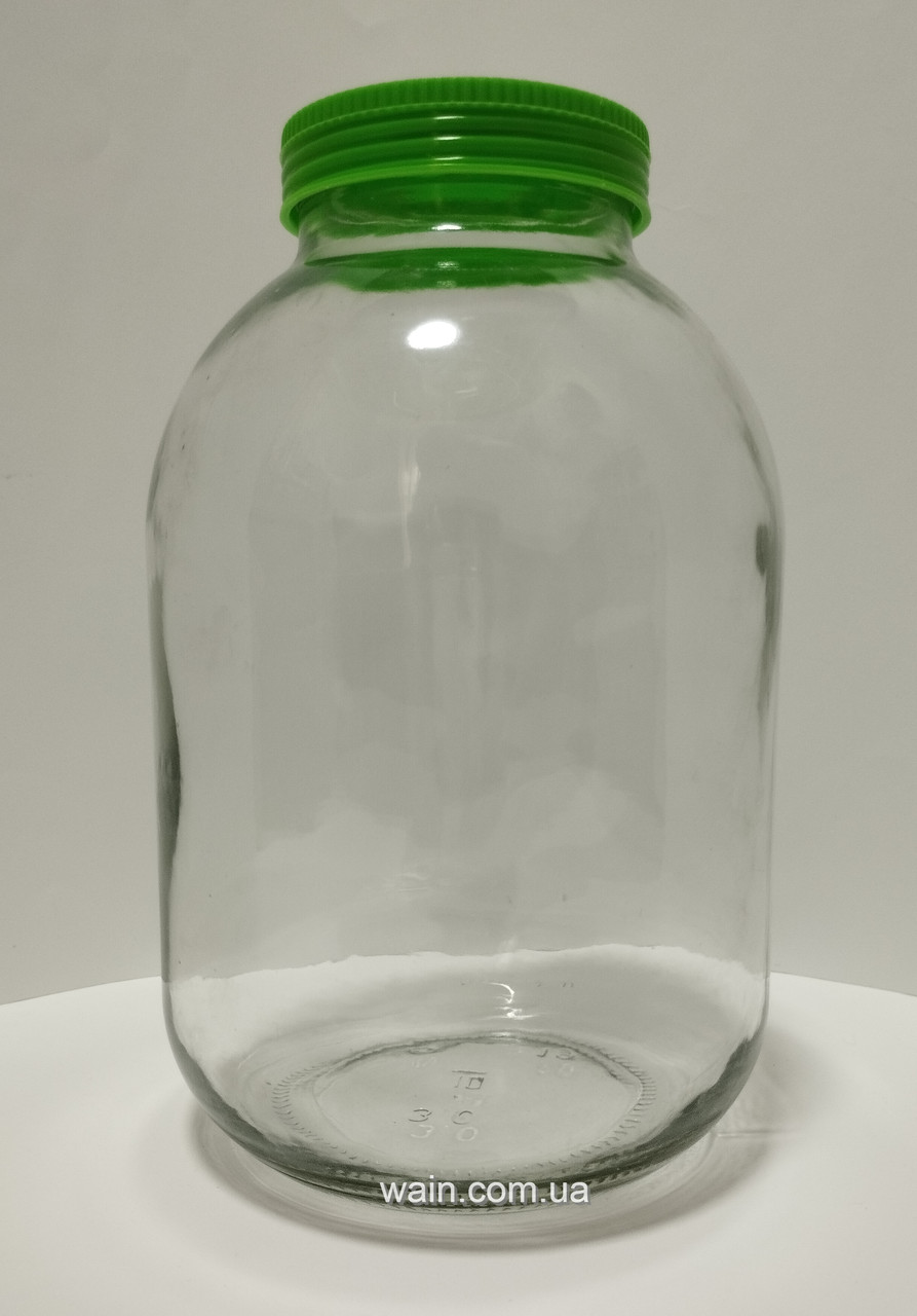 Банка стеклянная 3 л Италия Everglass для хранения сыпучих и круп с зеленой крышкой, цена 96 грн ...
