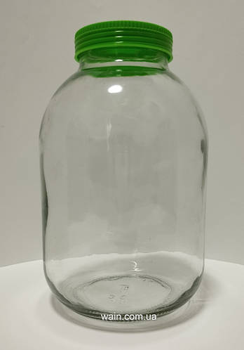 Банка стеклянная 3 л Италия Everglass для хранения сыпучих и круп с зеленой крышкой, цена 96 грн ...