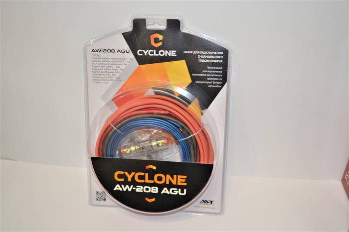 Набір для під'єднання 2-канального підсилювача/сабвуфера комплект дротів кабелів Cyclone AW-208 ...