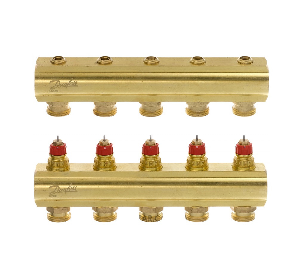 Распределительный коллектор Danfoss FHF5 на 5 контуров без расходомеров ...