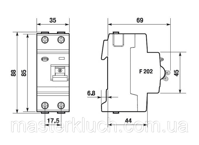 ПЗВ 25А 30 мА 2P ABB F202 AC-25/0.03 (ID#300567006), ціна: 2134 ...