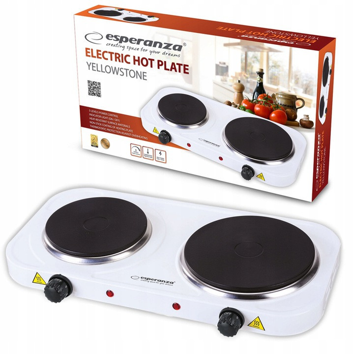 Плита Электрическая Двухконфорочная ESPERANZA EKH007W 2500 Вт Белая с ...