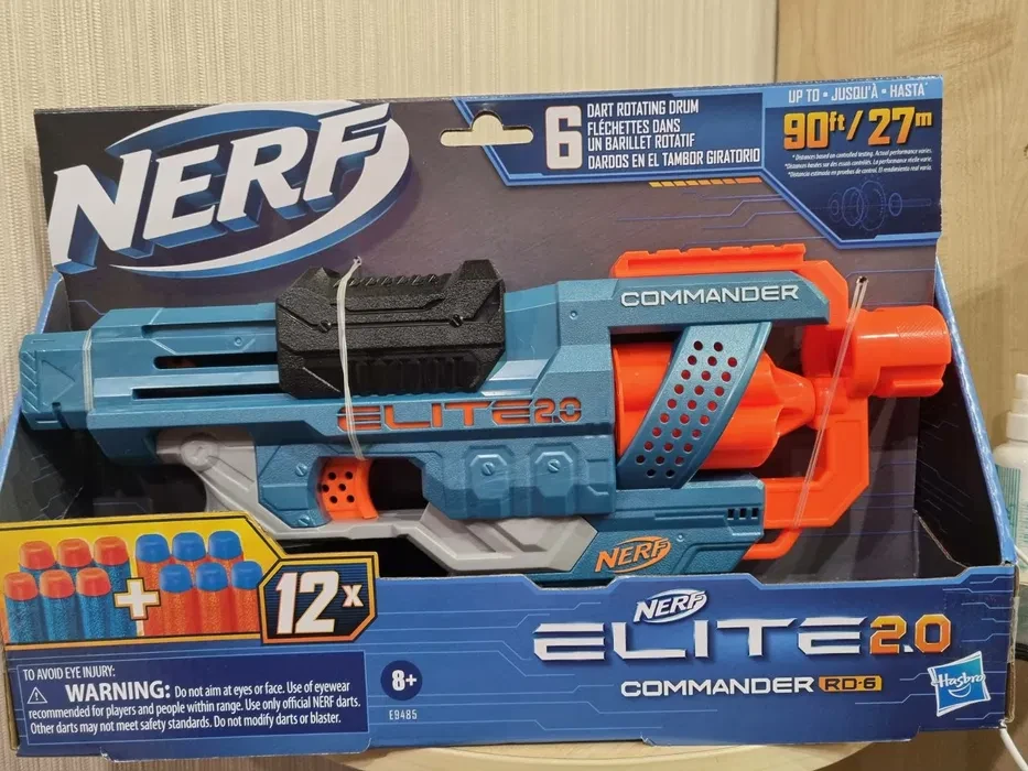 Nerf Elite 2.0 Commander RD-6 Dart Blaster 12 Nerf Elite Darts,вращ ...