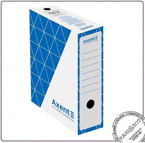 Бокс архивный AXENT из гофрокартона. Размер 350*255*100мм. Цвет: синий. (1732-02-a) (ID ...
