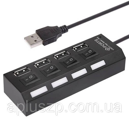 HUB USB2.0 4 USB с переключателем Plastic USB-A 1M Черный (ID ...
