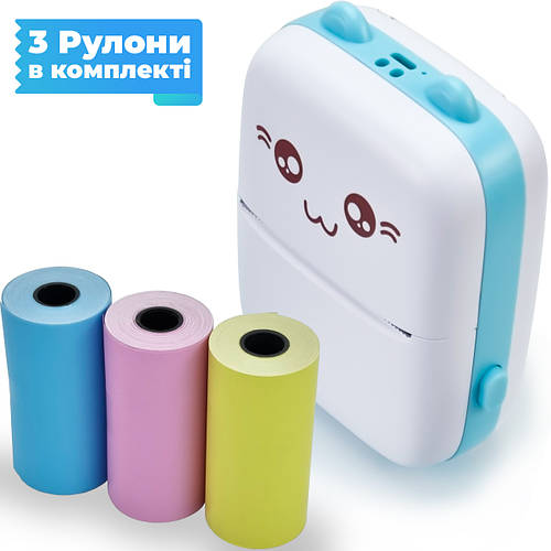 Купить Портативный термопринтер Jetix Mini Printer Blue Детский принтер с набором цветной