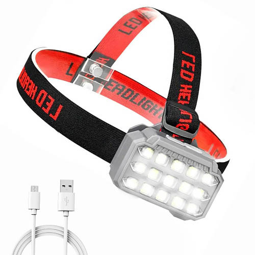 Купить Фонарь на голову аккумуляторный с USB, 15LED, BL-SQ-818 ...