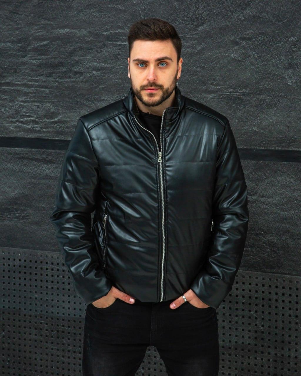 Куртка Мужская Весна-осень Кожанка Стеганая Кожаная Куртка Asos Премиум ...