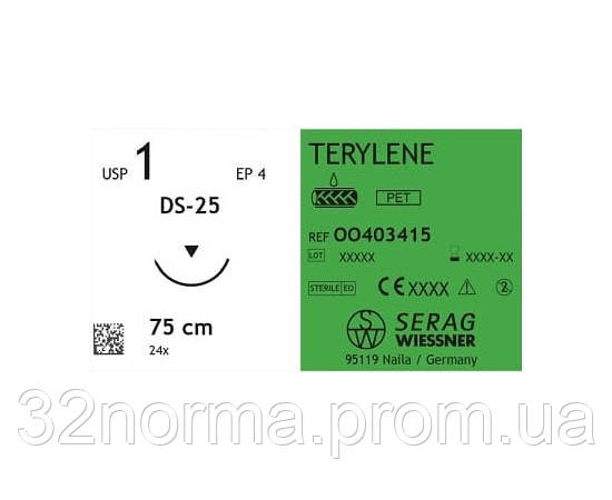 TERYLENE шовний матеріал поліестер 1 шт. (4/0 75см об.реж 18мм) (ID ...