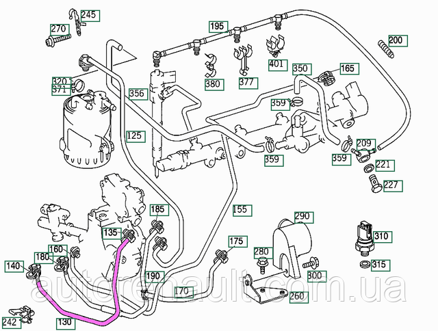 Трубка топливная на Мерседес Спинтер 2.2/2.7CDI 00-06 MERCEDES-BENZ ...