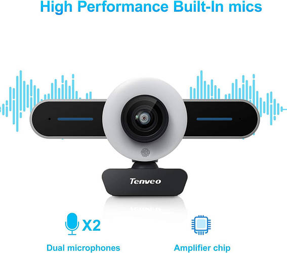 Купить Веб-камера Tenveo T1 1080P с микрофоном и кольцевой подсветкой ...