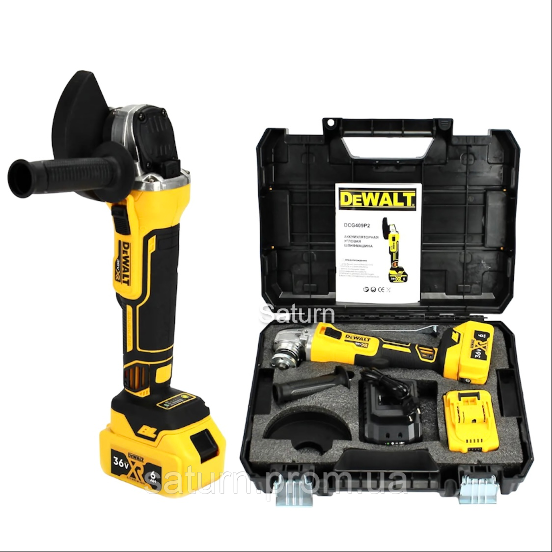 Аккумуляторная Болгарка DeWalt DCG405P2 (36V, 6AH) с Регулятором, АКБ ...