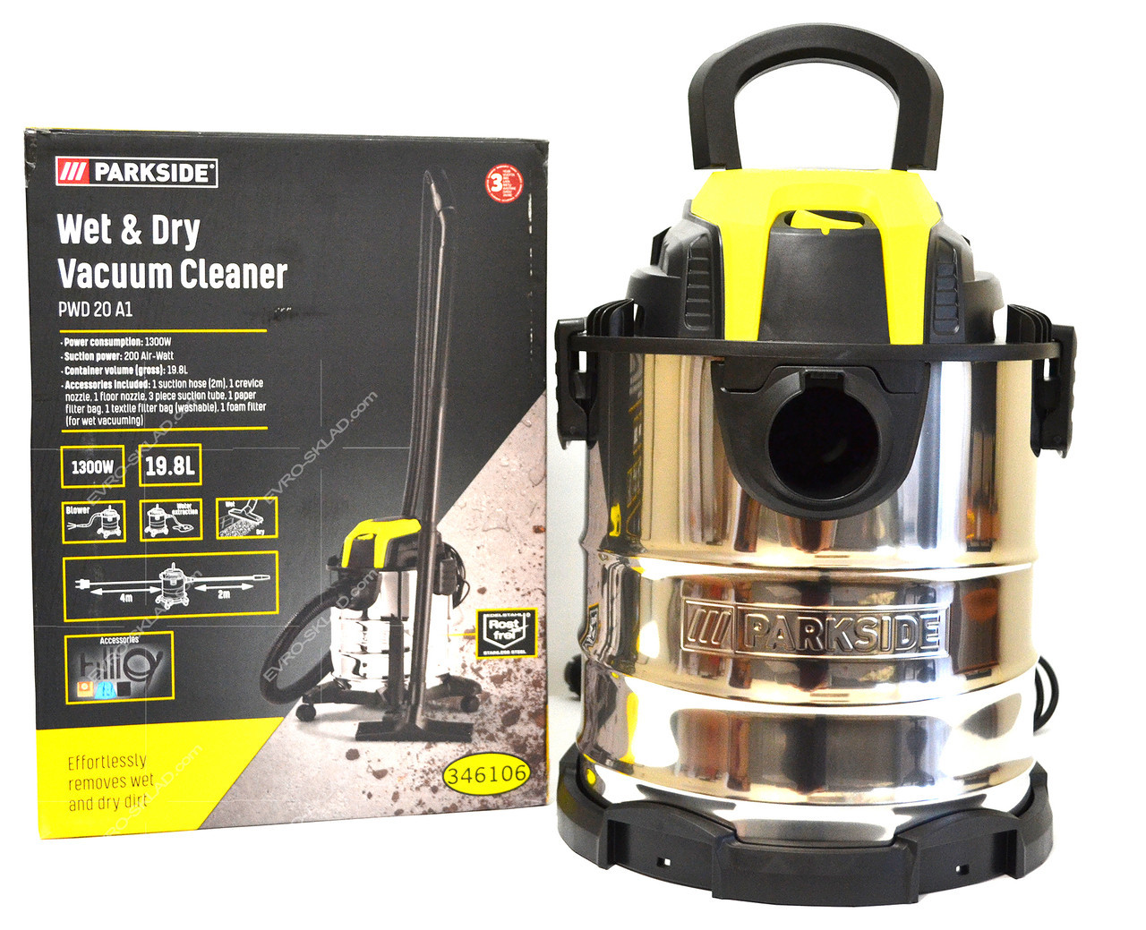 Пилосос Parkside PWD 20 A1 для Сухого Та Вологого Прибирання (1300 Вт ...