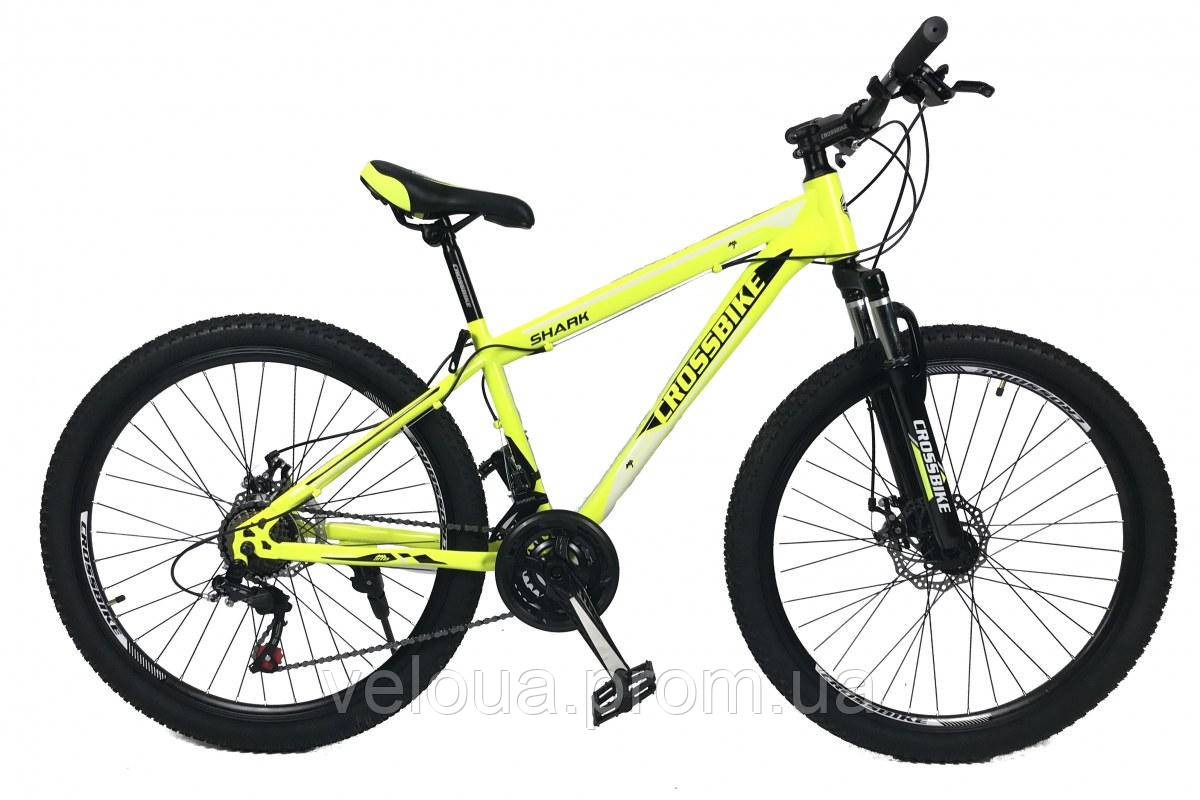 Купить Велосипед CrossBike Shark 26" 15" Неоновий жовтий-Чорний-Білий ...