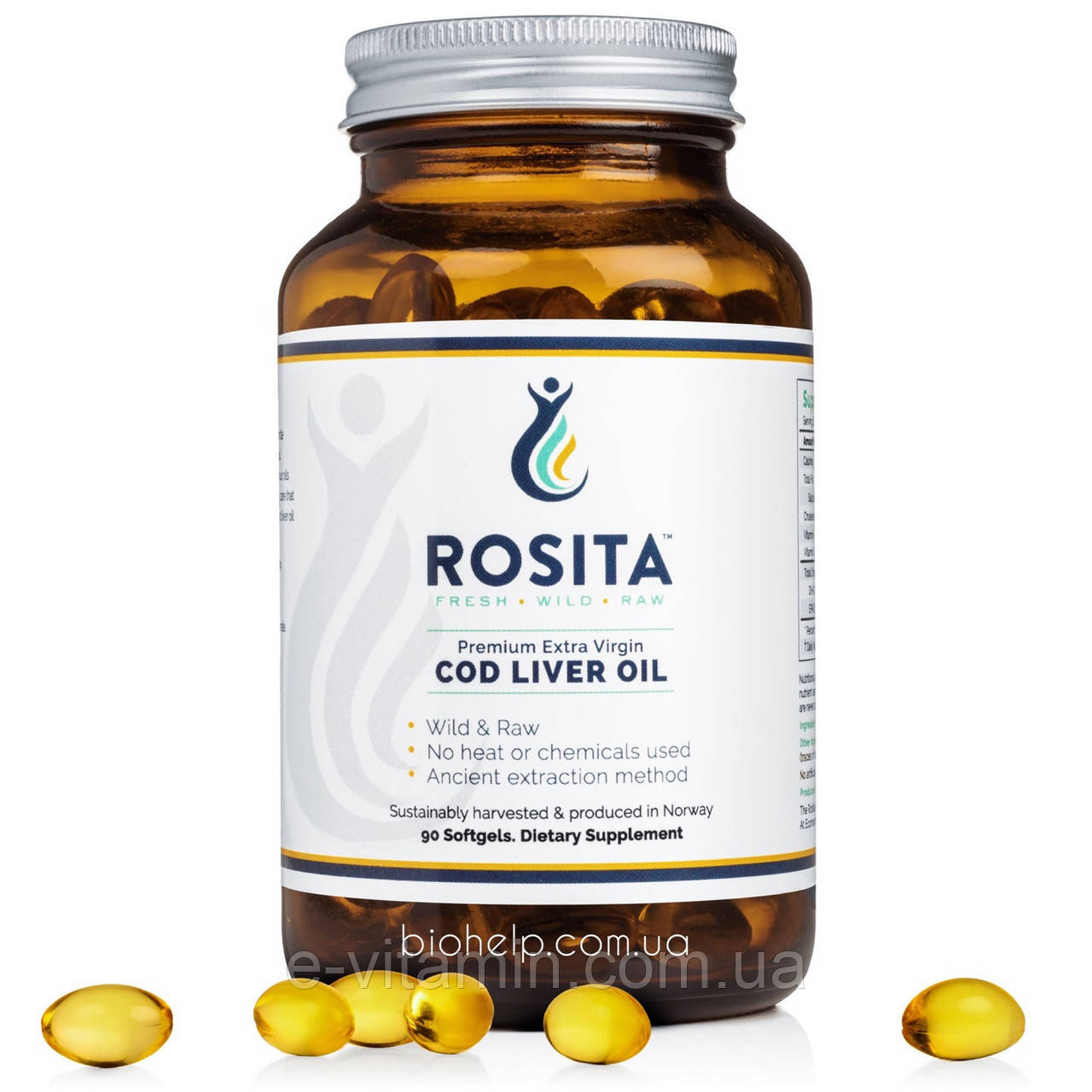 Rosita Extra Virgin Cod Liver Oil Softgels / Мягки с Маслом Печени ...