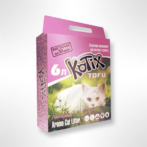 Купить Наполнитель для кошачьего туалета, Kotix Tofu (Тофу) с ароматом лаванды 6л, цена 298.20 ...