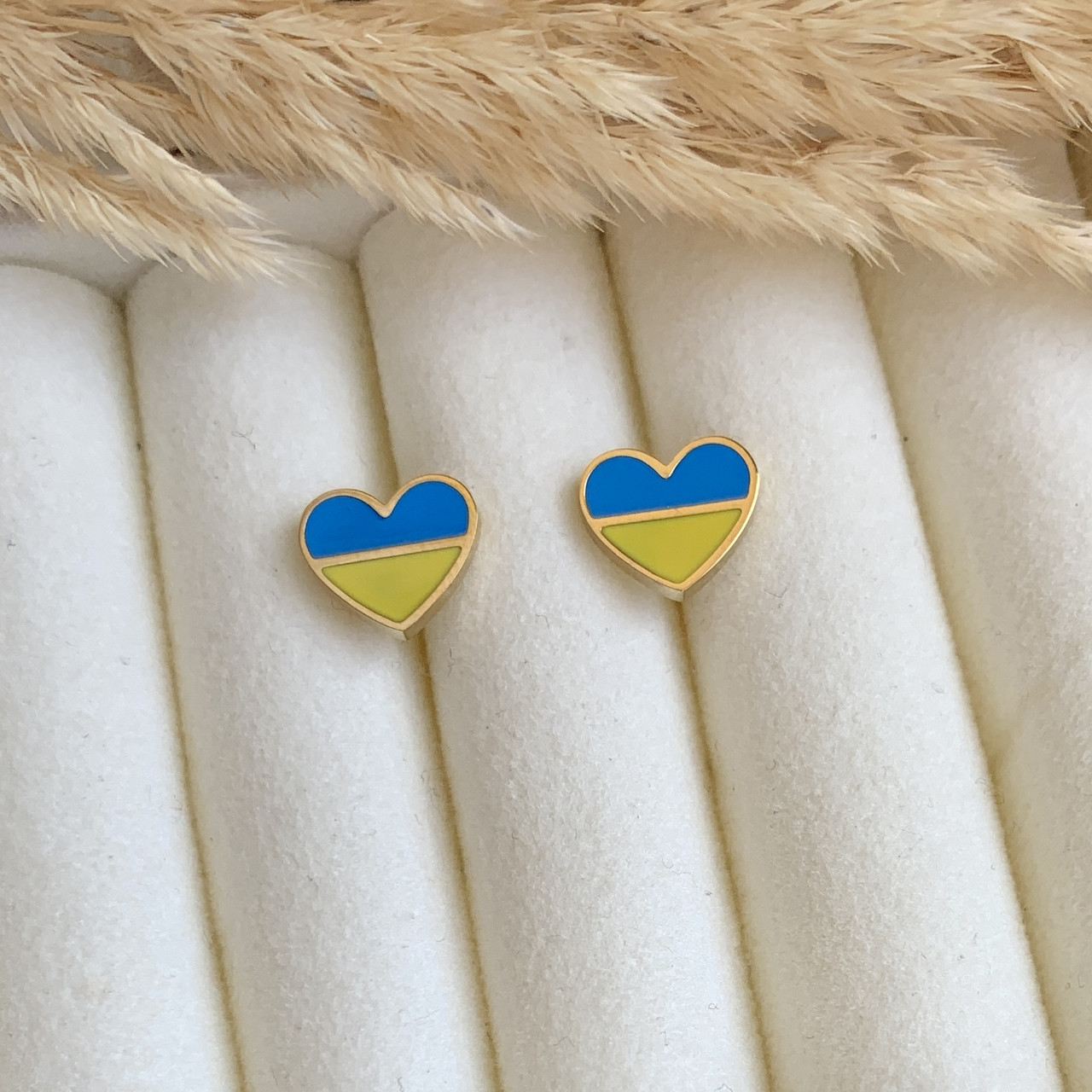 Сережки гвоздики Stainless steel флаг Украины желто-синие ...