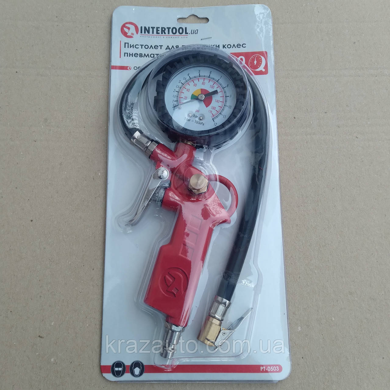 Пистолет для подкачки колес с манометром 63 мм пневматический (блистер) пр-во INTERTOOL PT-0503 ...