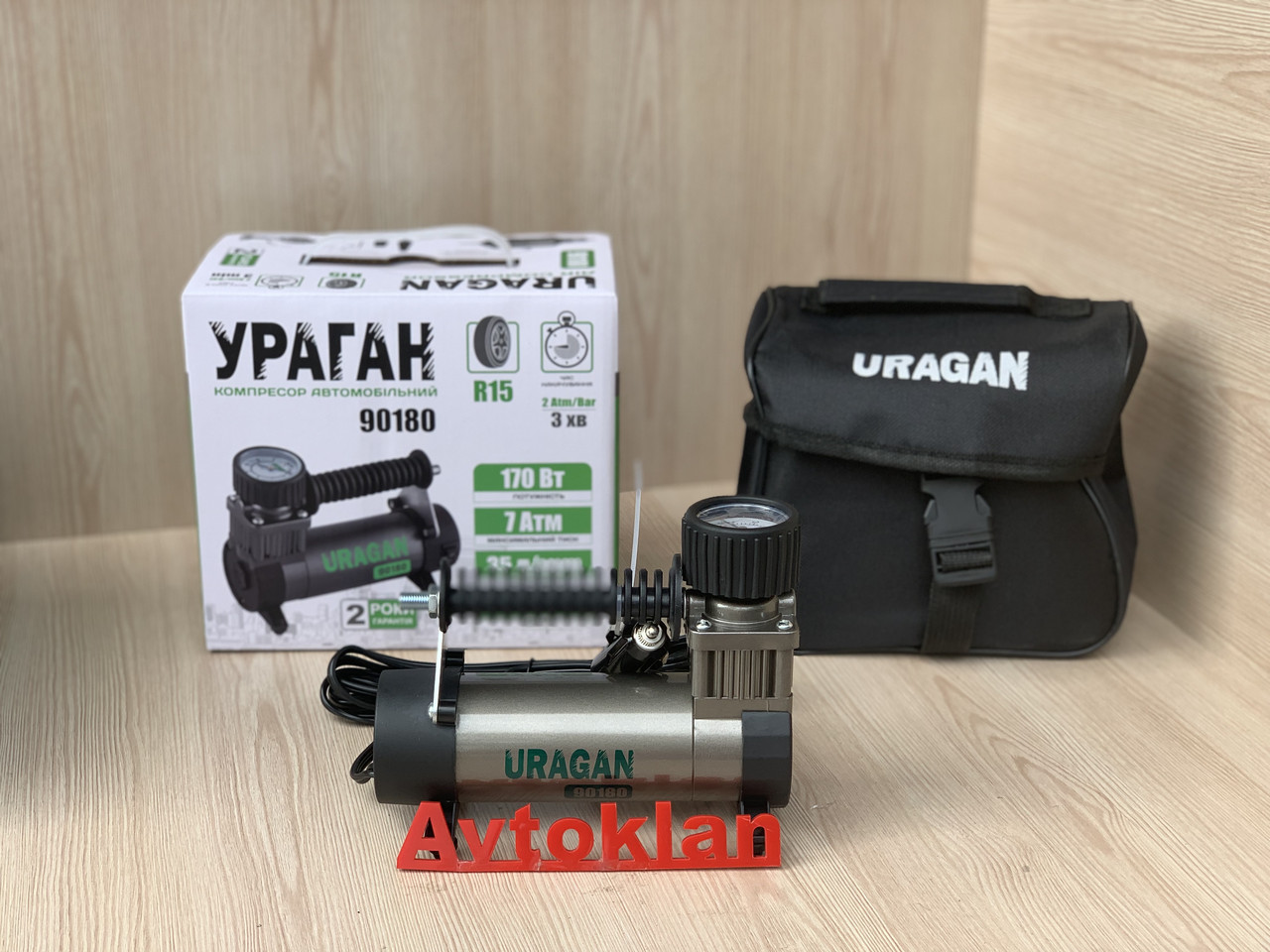 Автомобильный Компрессор URAGAN 90180 37л/мин 7атмR13-R16 Насос Ураган ...