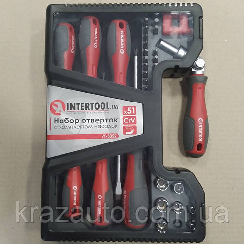 Набор отверток с комплектом насадок 51 ед INTERTOOL VT-3352 (ID#1654432408), цена: 715 ₴, купить ...