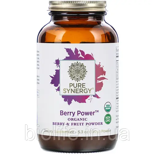 Pure Synergy, органический порошок из ягод и фруктов, Berry Power, 150 ...