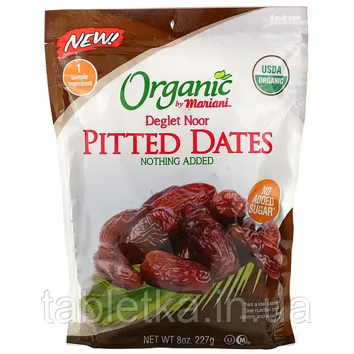 Mariani Dried Fruit, Deglet Noor, органические финики без косточек, 227 ...