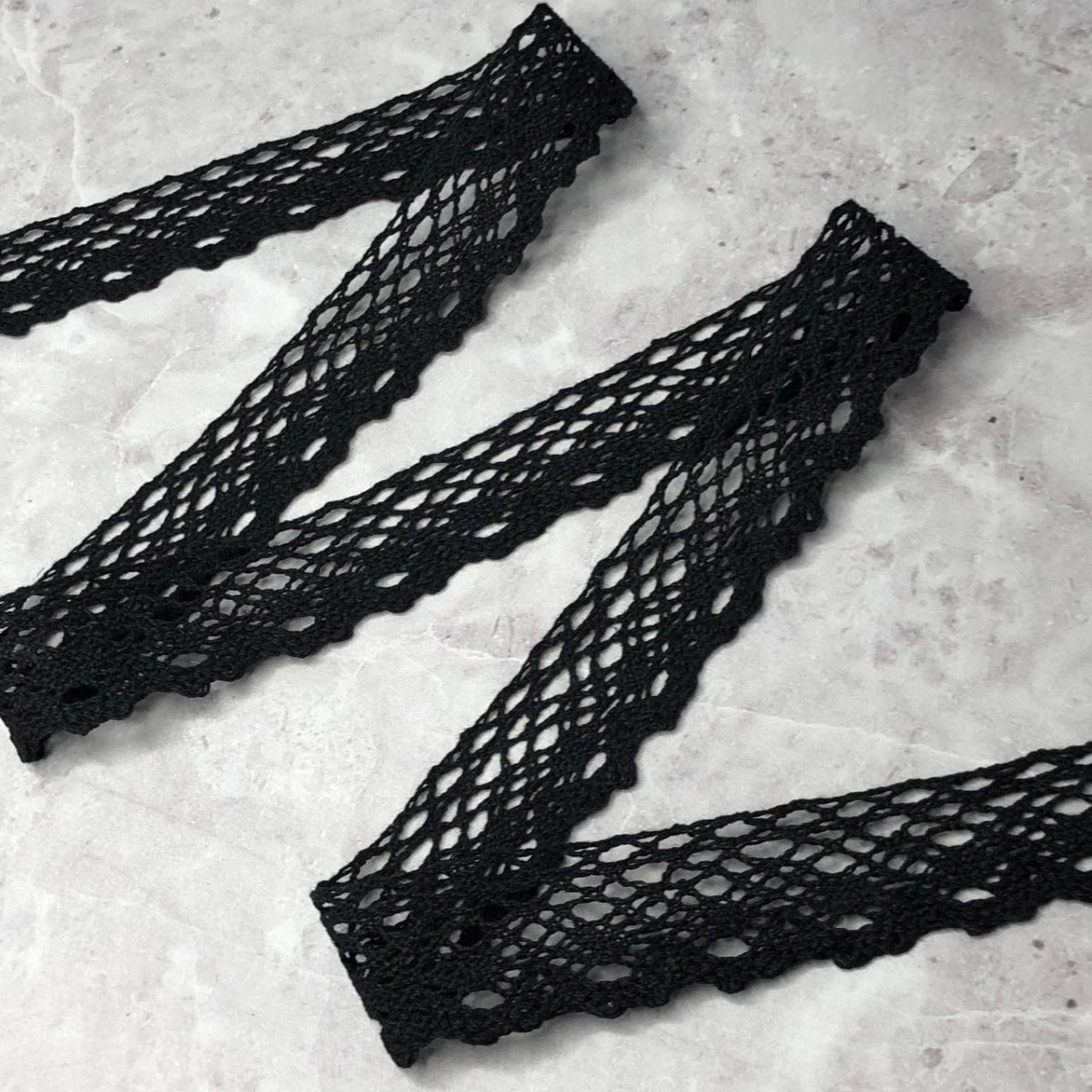 (1 Метр) Кружево Натуральное Лен 2,8 См Цвет - Черный (MY-151) ШЧ ...