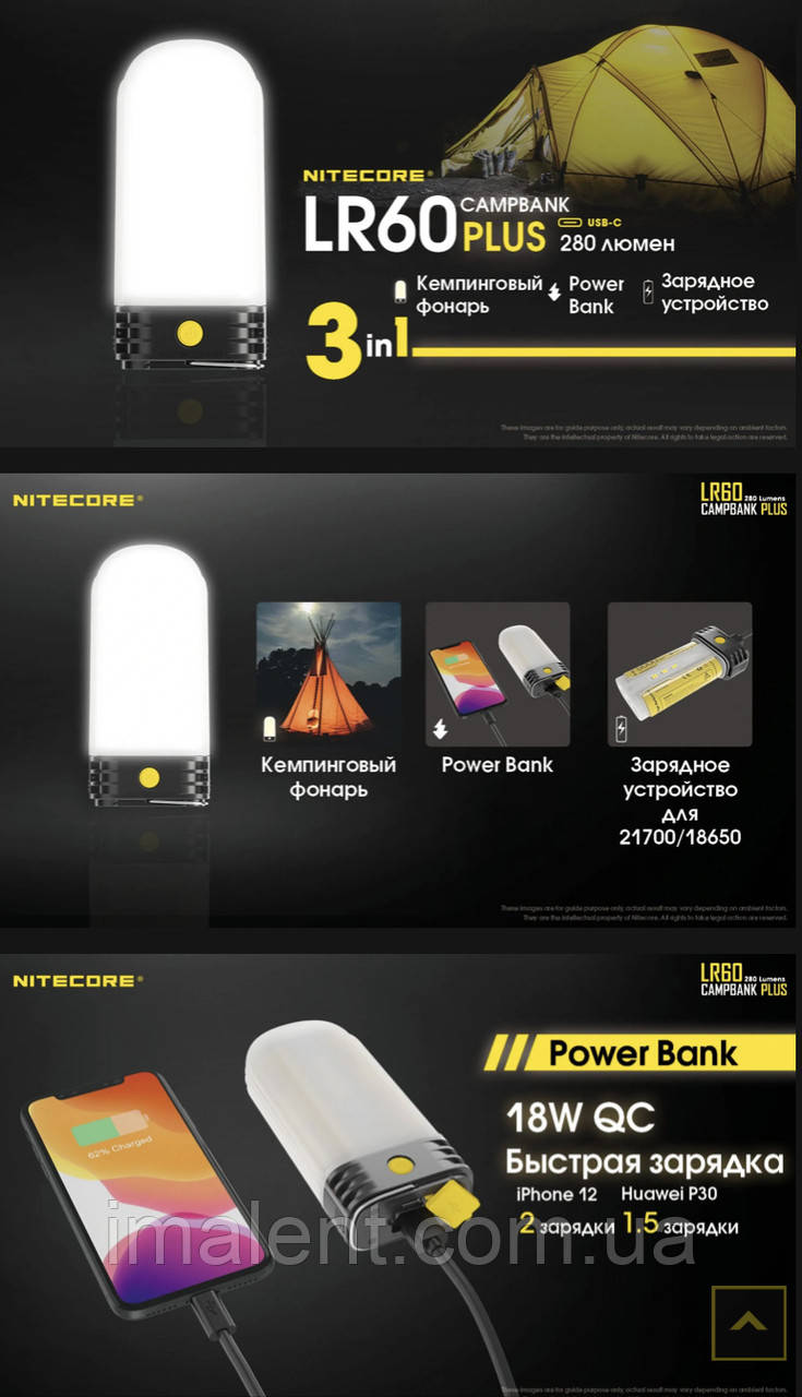 Купить 3в1 - Кемпинговый фонарь + Power Bank + зарядное устройство ...