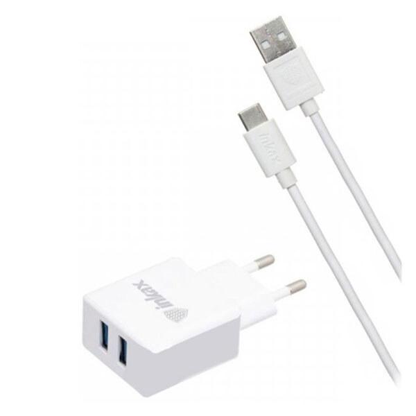 Купить СЗУ Inkax Cd 01 с кабелем Type C 2 4 A белый цена 284 грн