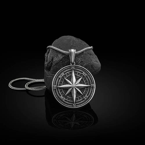 Купить Серебряный кулон "Компас. Полярная звезда" 133186, цена 5024.40 ...
