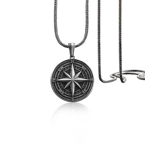 Купить Серебряный кулон "Компас. Полярная звезда" 133186, цена 5024.40 ...