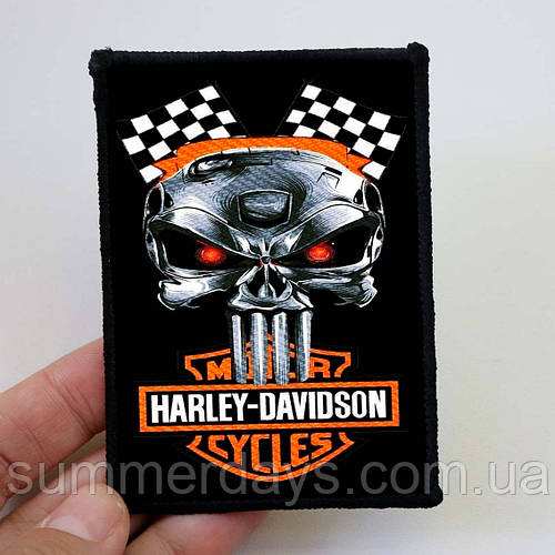 Нашивка Harley Davidson с черепом на клеевой основе 10 х 15 см (ID ...