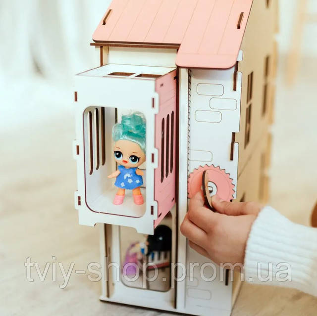 Деревянный Кукольный Дом для Кукол Лол с Мебелью и Лифтом на 5 Комнат ...