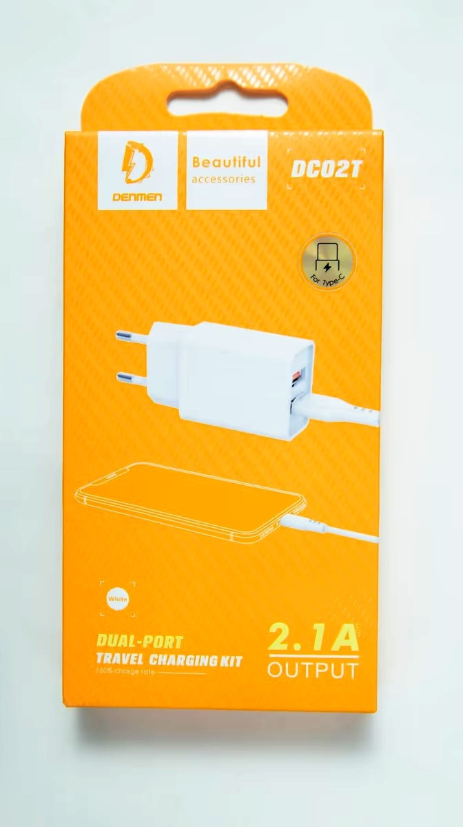 Зарядное Сетевое Устройство, Адаптер Питания DENMEN DC02T (2USB 2.1A) Type-C White — Купить на ...