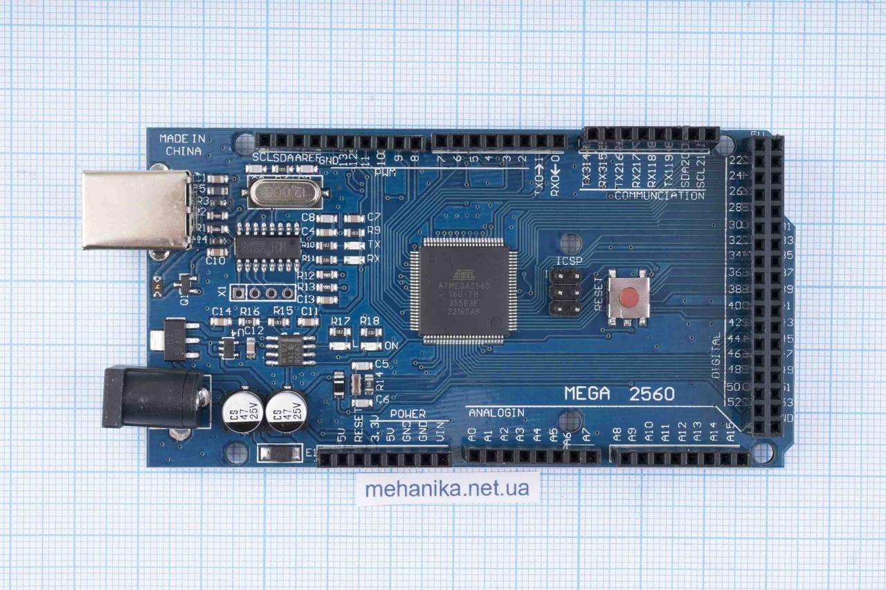 Плата микроконтроллера Arduino Mega 2560 R3/ATmega2560, USB Type-B (ID ...
