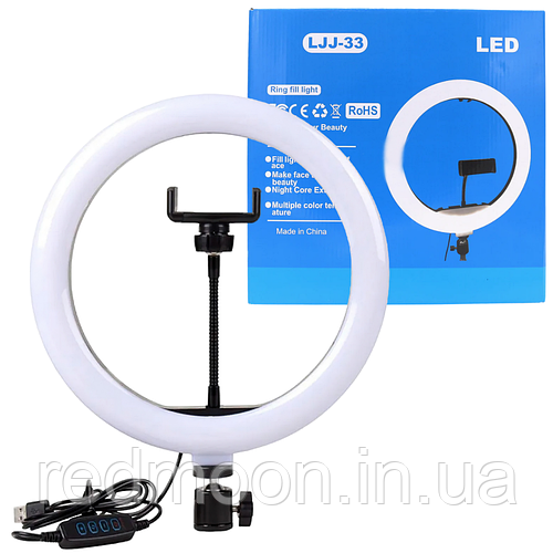 Кольцевая лампа 33см, Ljj-33, с USB и креплением для телефона / Светодиодная лампа-кольцо для ...