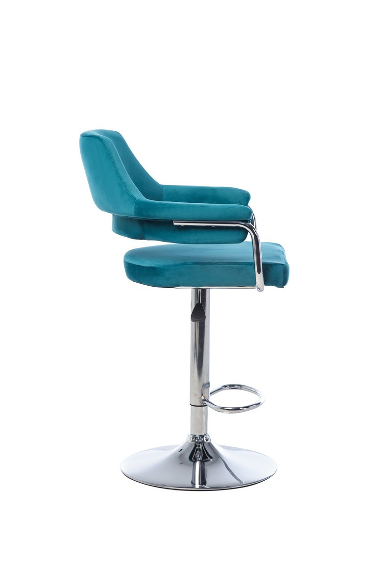 Купить Барный стул на хромированной ножке B-91 Vetro, обивка велюр цвет лазурный, цена 4903 ...