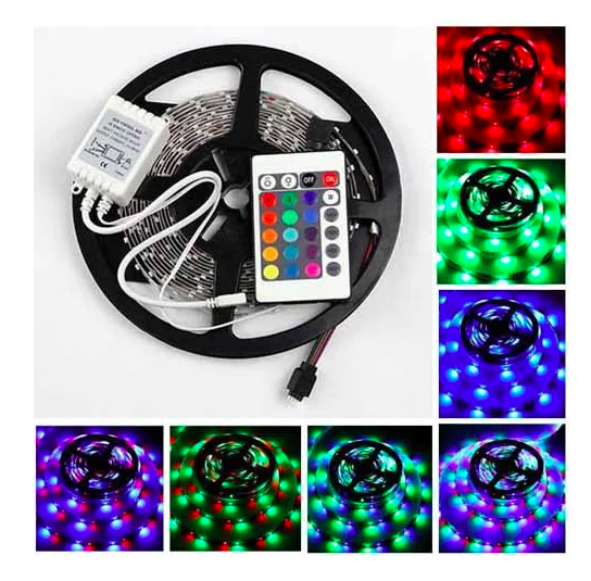 Светодиодная лента RGB 3528 с LED-контроллером , пультом и адаптером, 5 ...