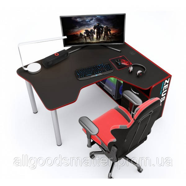 Геймерский Угловой Стол ZEUS IGROK-TOR, Черный Красный AG, Код: 6452998 ...