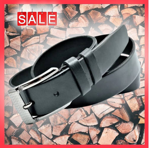 Ремень мужской Чёрный Солидный мужской ремень Качественный ремень с ...