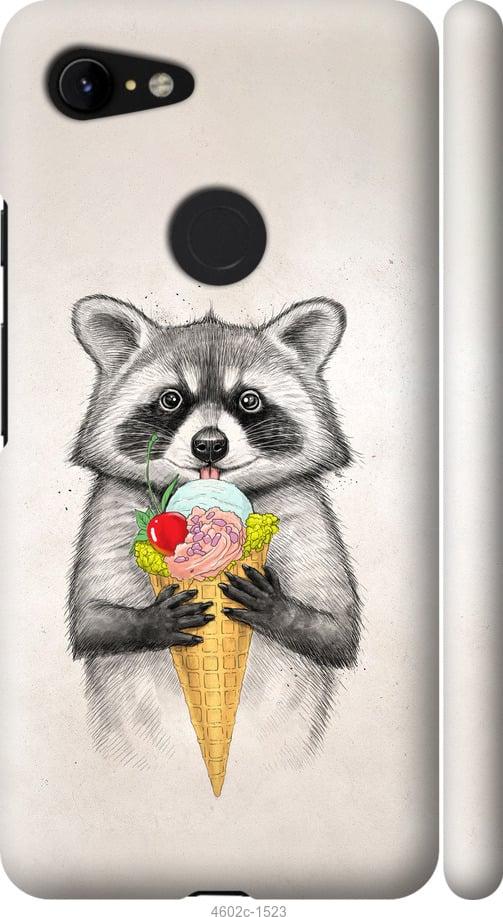 Чехол на Google Pixel 3 XL Енотик с Мороженым "4602c-1523-54936 ...